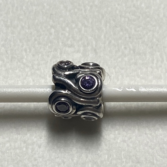 Pandora | Jewelry | Pandora Amethyst Cz Ocean Wave Charm Retired | Poshmark